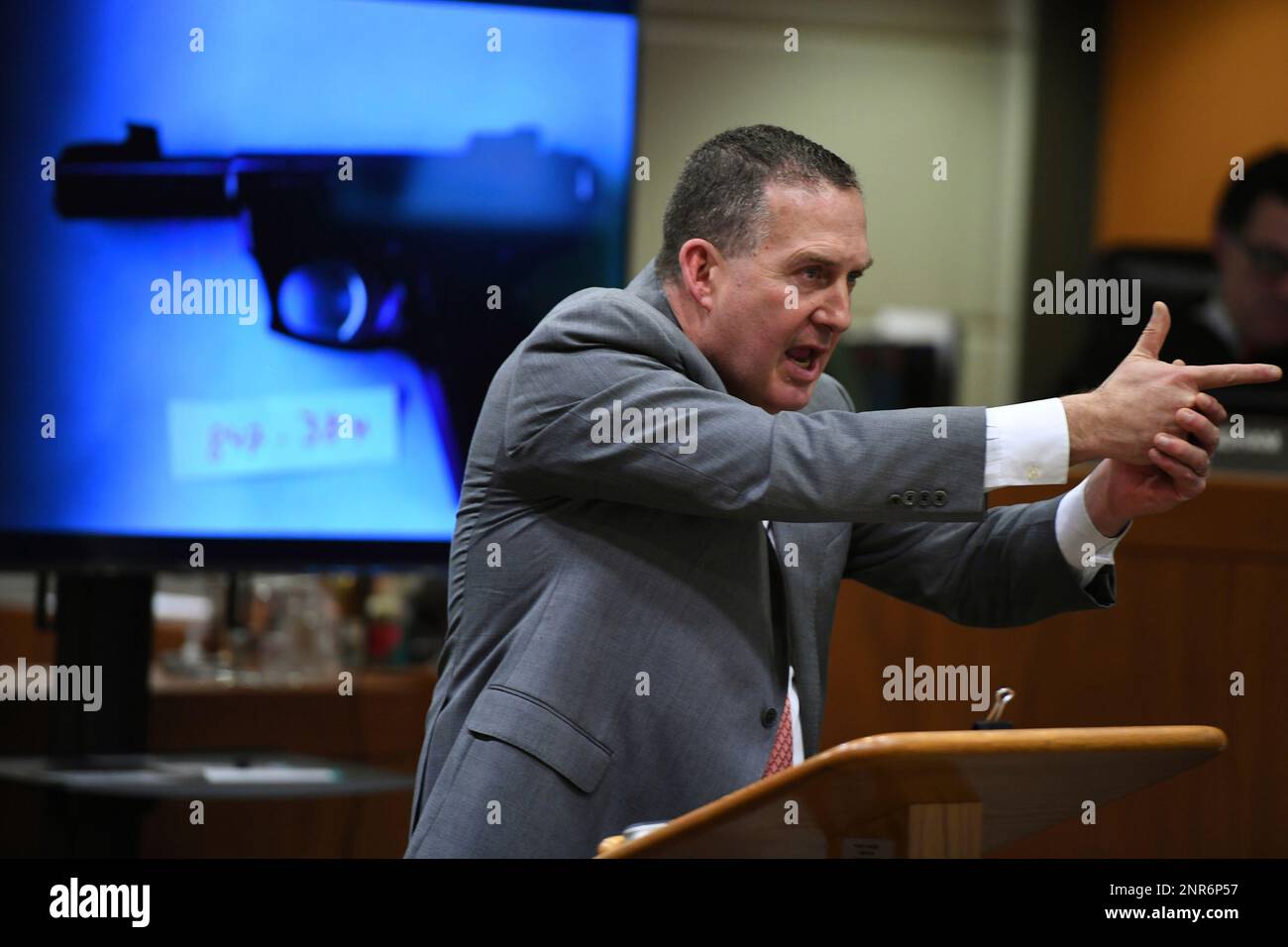 Deputy District Attorney John Lewin gestures during the second day of ...
