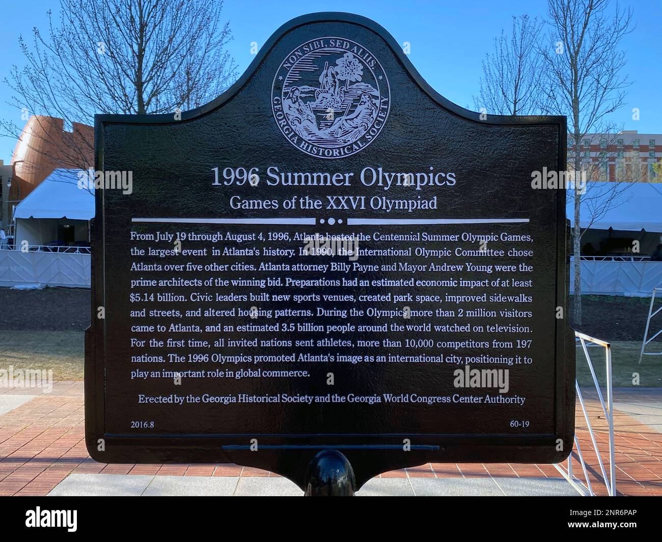 Detailed view of 1996 Summer Olympics historical sign at Centennial ...