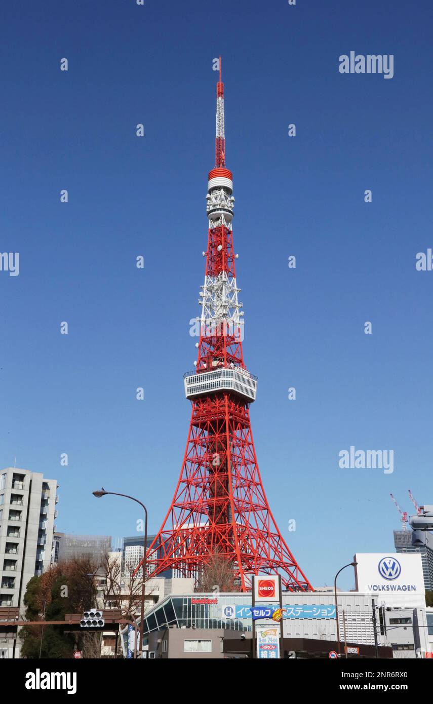 A photo shows Tokyo Tower in Minato Ward, Tokyo on January 19, 2020. Tokyo Tower is a ...