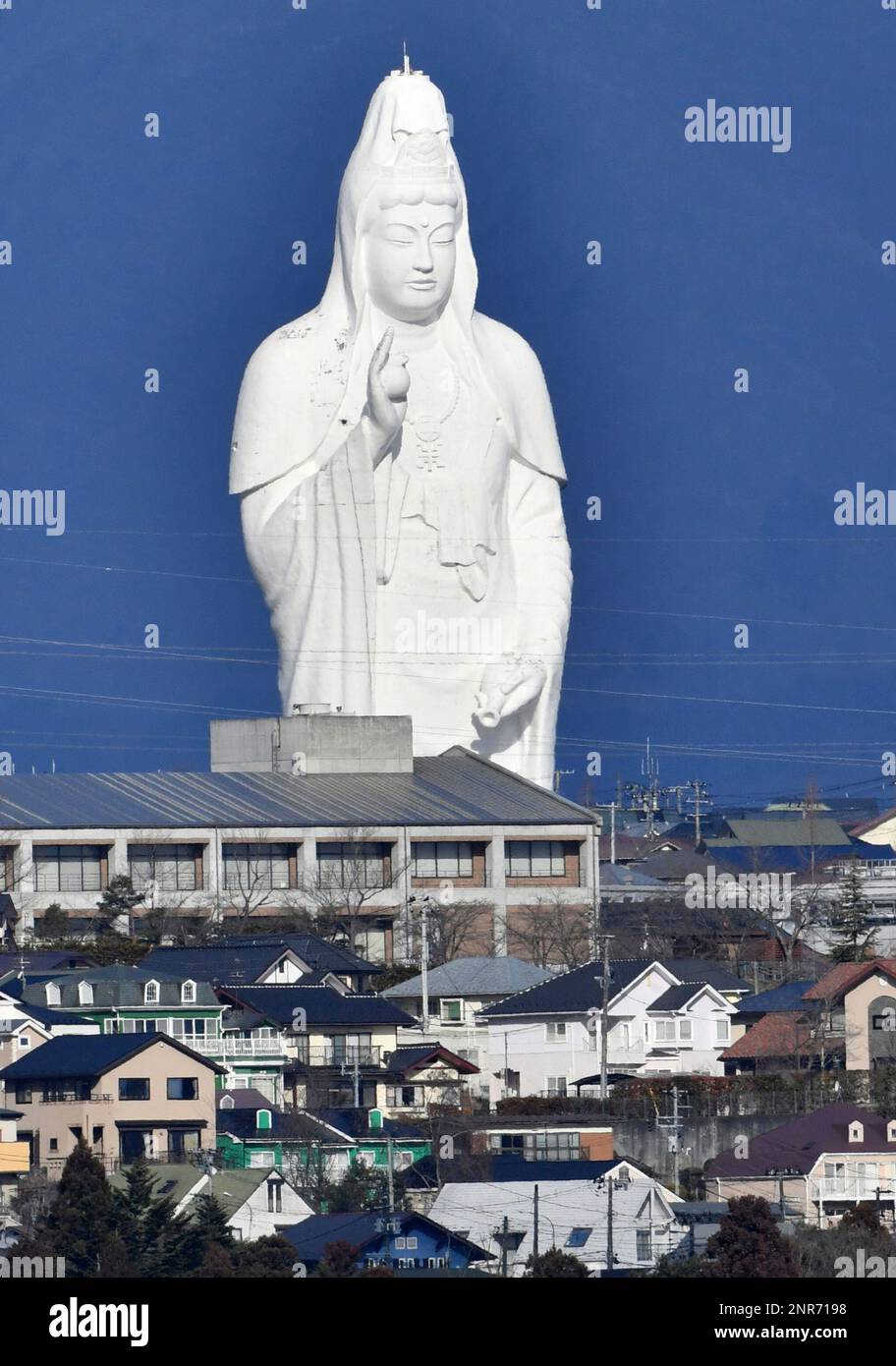 A picture shows Sendai Daikannon, a 100-meter-high stature of Goddess ...