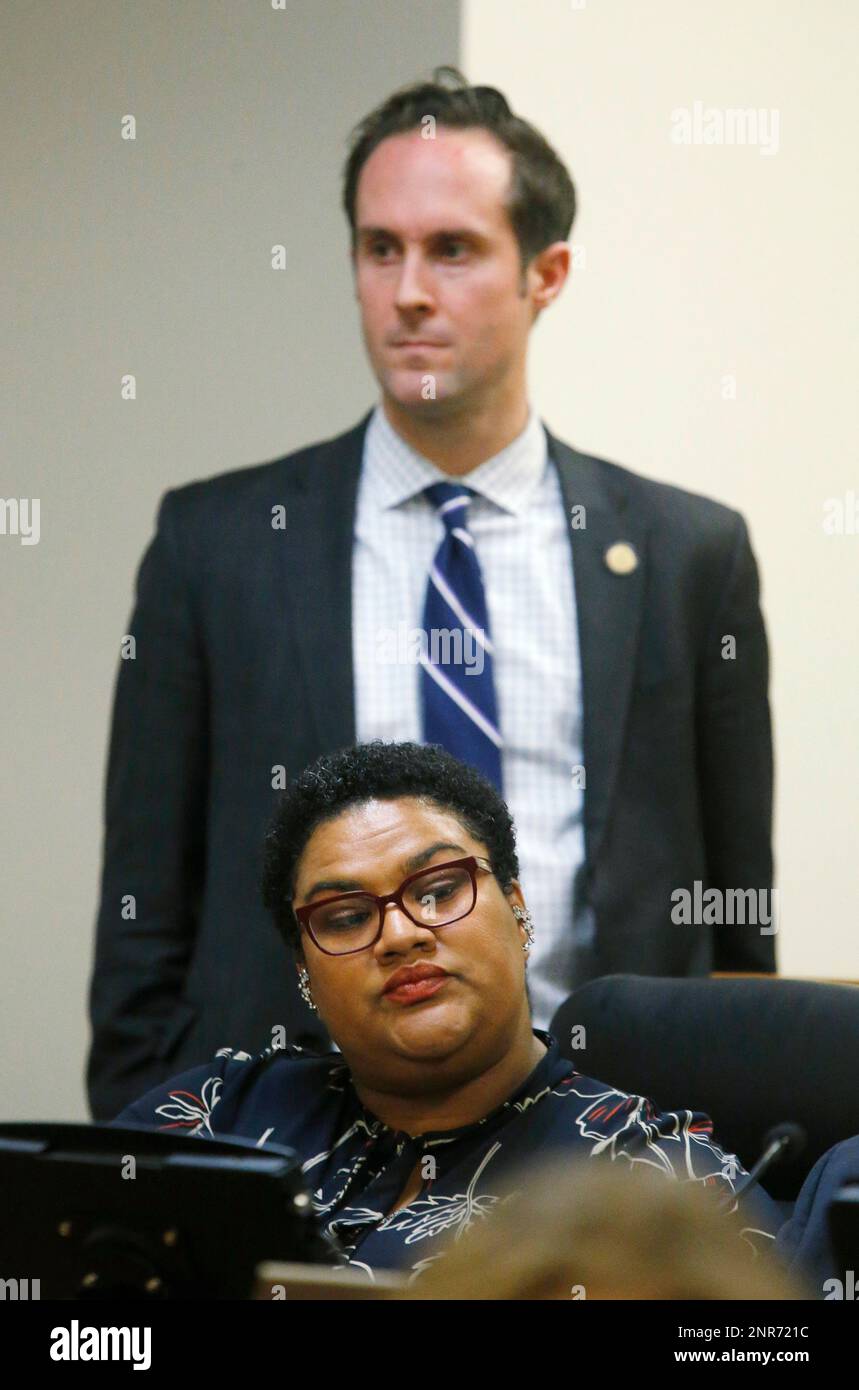 Del. Cia Price, D-Newport News, foreground, and Del. Schuyler ...