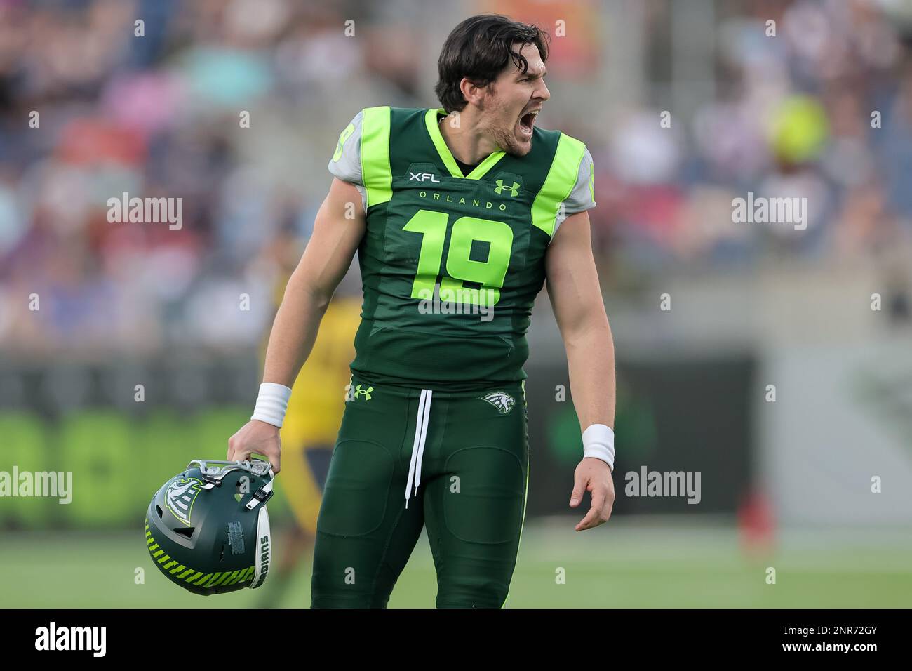 February 26, 2023: Orlando Guardians punter JOHNNY TOWNSEND (19) reacts ...