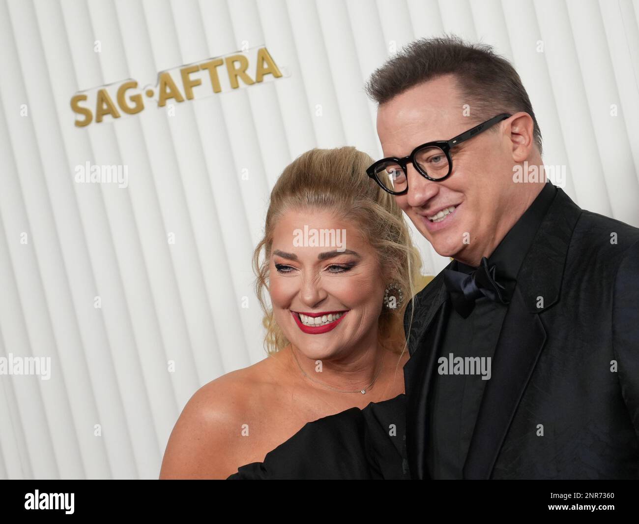 Los Angeles, USA. 26th Feb, 2023. Afton Smith and Brendan Fraser arrive ...