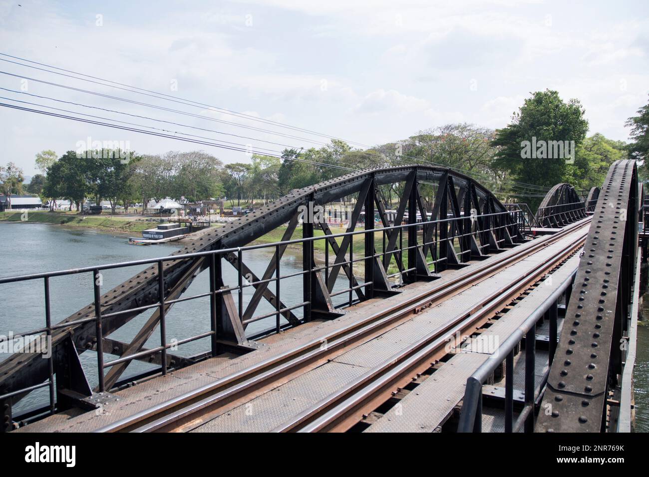 View of River Kwai Bridge or Death railway bridge in Kanchanaburi ...