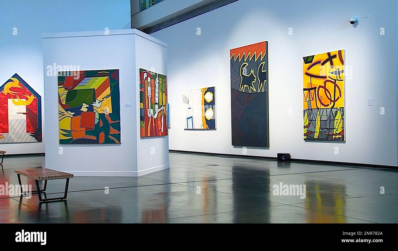 This photo provided by WOOD-TV shows the Dwayne Lowder exhibit at ...