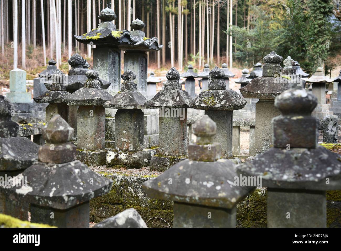 Monuments built by Fuji-ko worshippers are set at Hitoana Sengen-jinja ...
