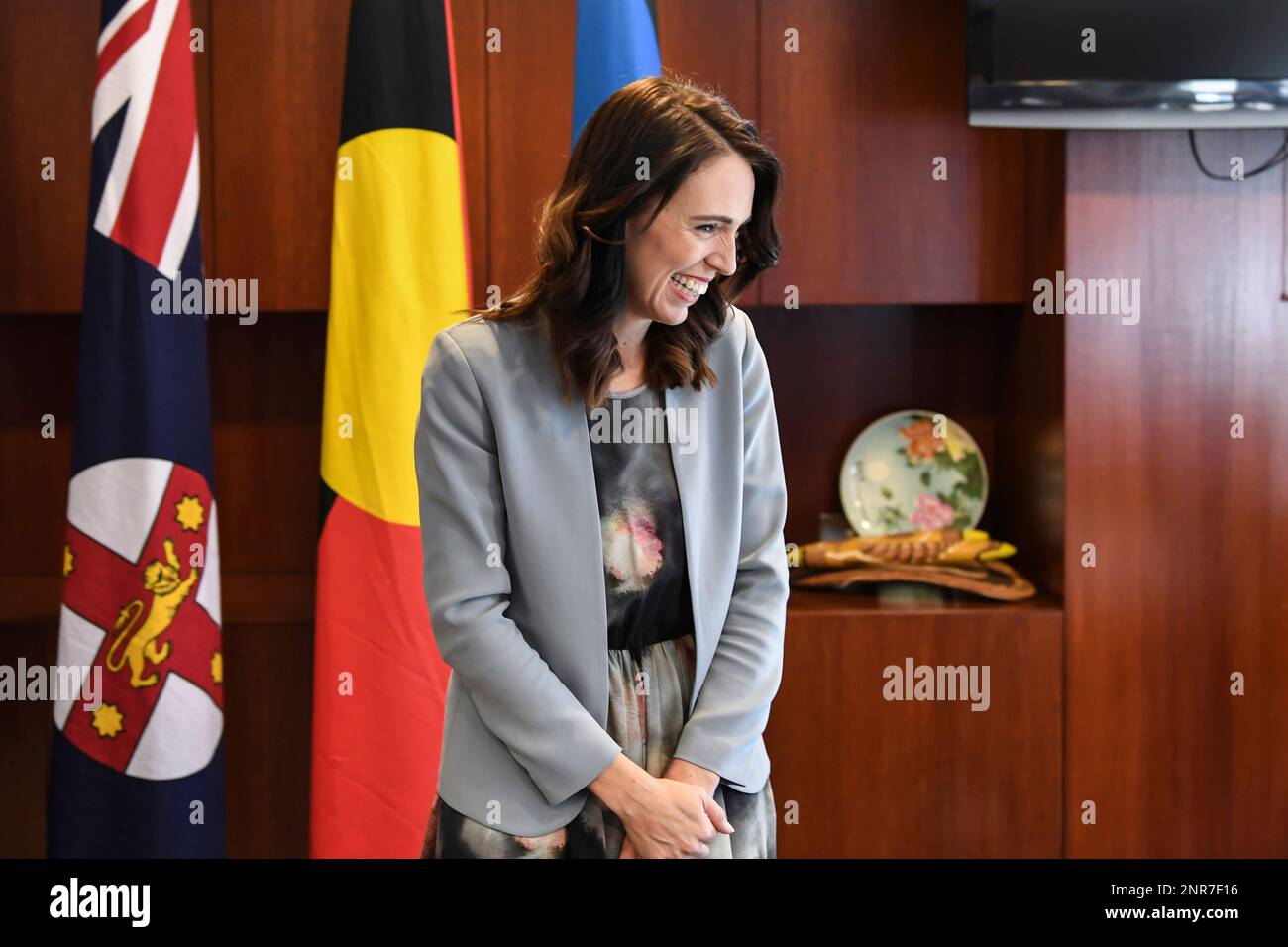 New Zealand Prime Minister Jacinda Ardern smiles as she arrives for a ...