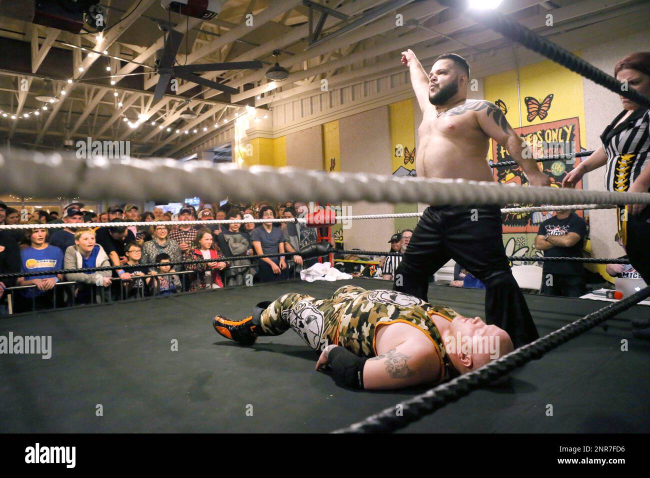 In this Jan. 9, 2020 photo, Disco Don does a celebration dance when Lil ...