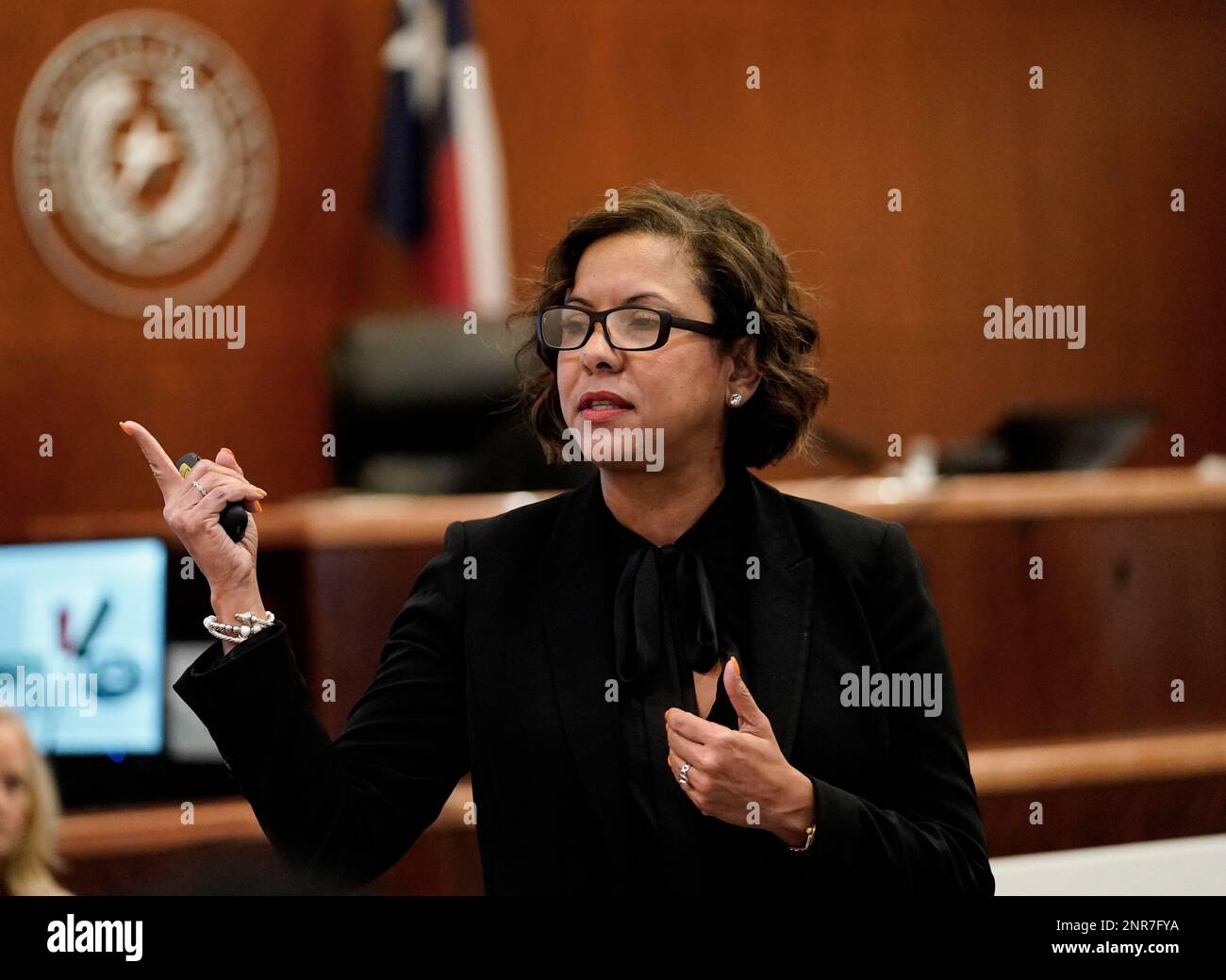 Defense attorney Letitia Quinones speaks during the opening statements ...