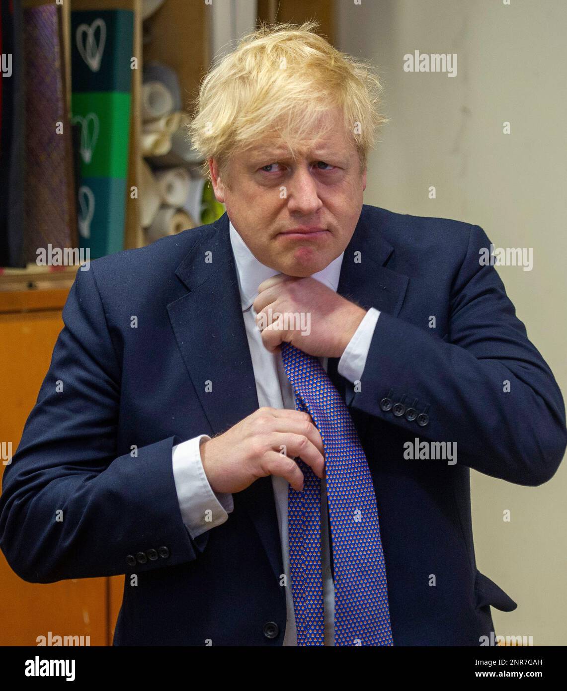 Britain's Prime Minister Boris Johnson gestures during a visit to the ...