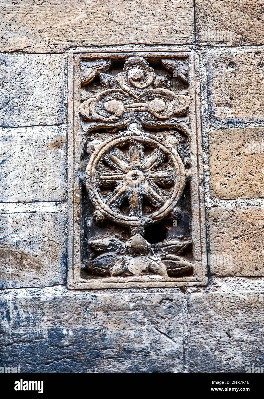 Buddhist Wheel Wall Fayuan Temple Beijing, China Wheel symbol of divine ...