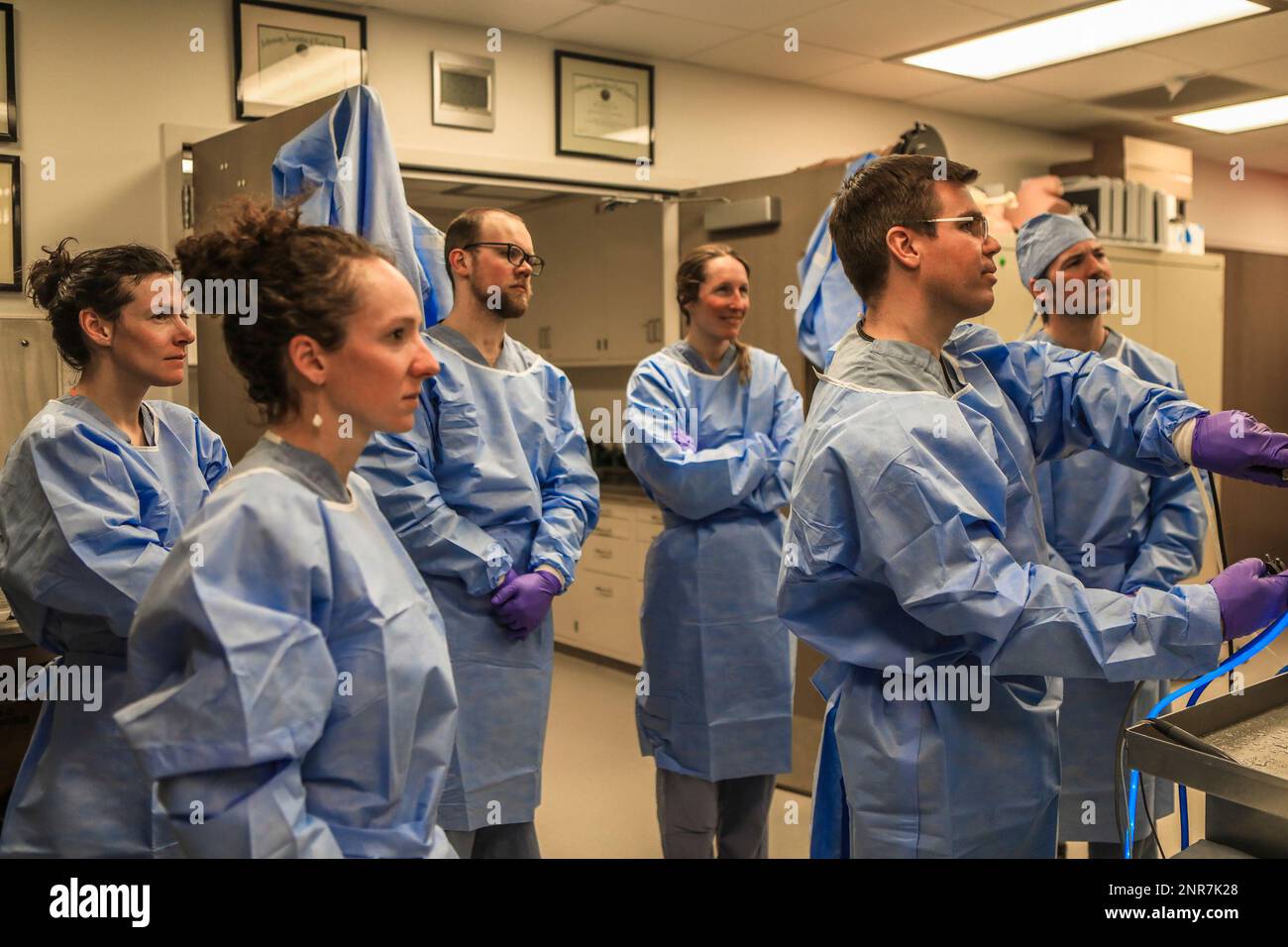 Dr. Jonathan Godin shows Arapahoe Basin Ski patrollers the innards of a ...