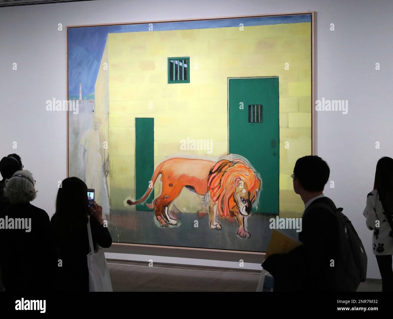 Visitors view artworks of Peter Doig, a Scottish painter at the ...