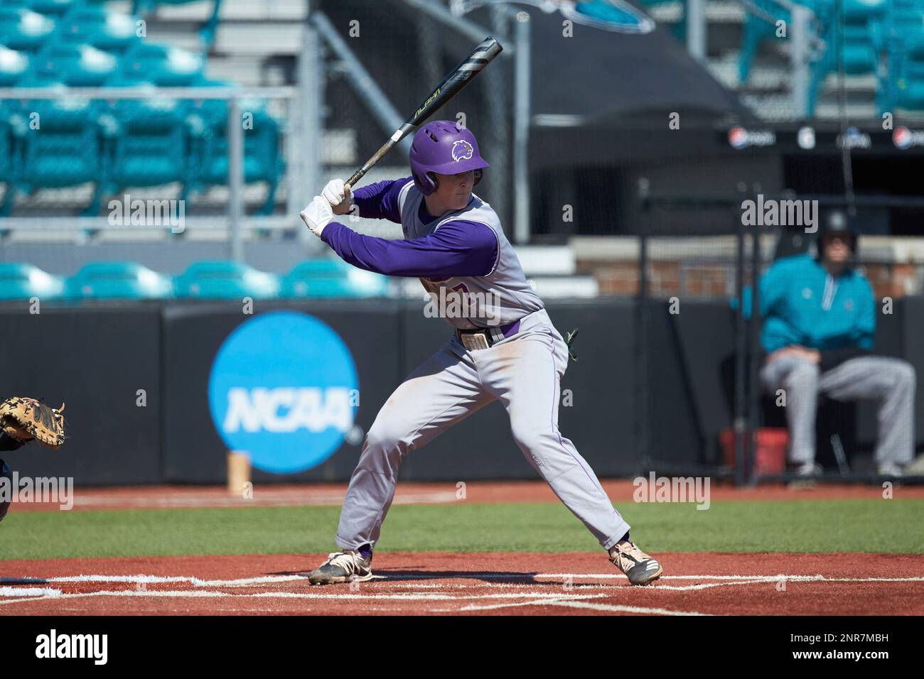 Justice Bigbie (7) of the Western Carolina Catamounts at bat against ...