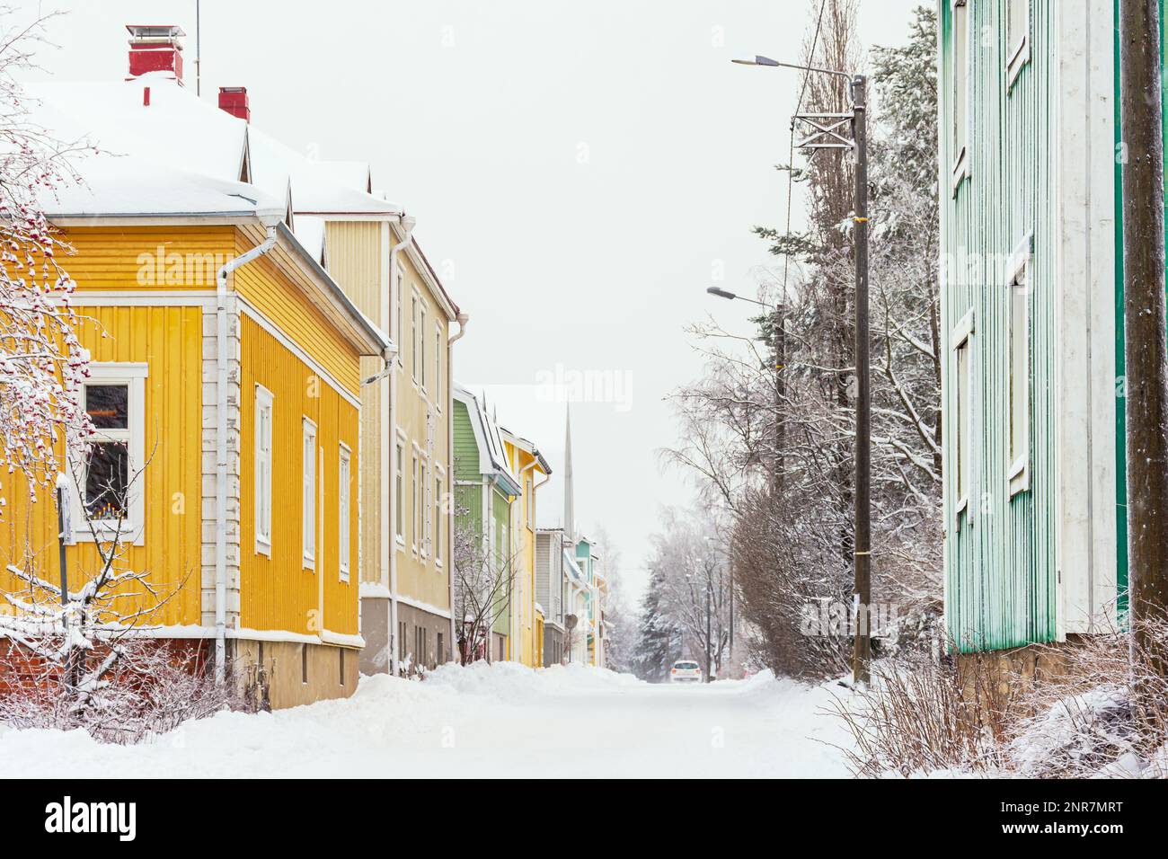 Pispalanharju street in winter on Pispalanharju ridge in Tampere ...