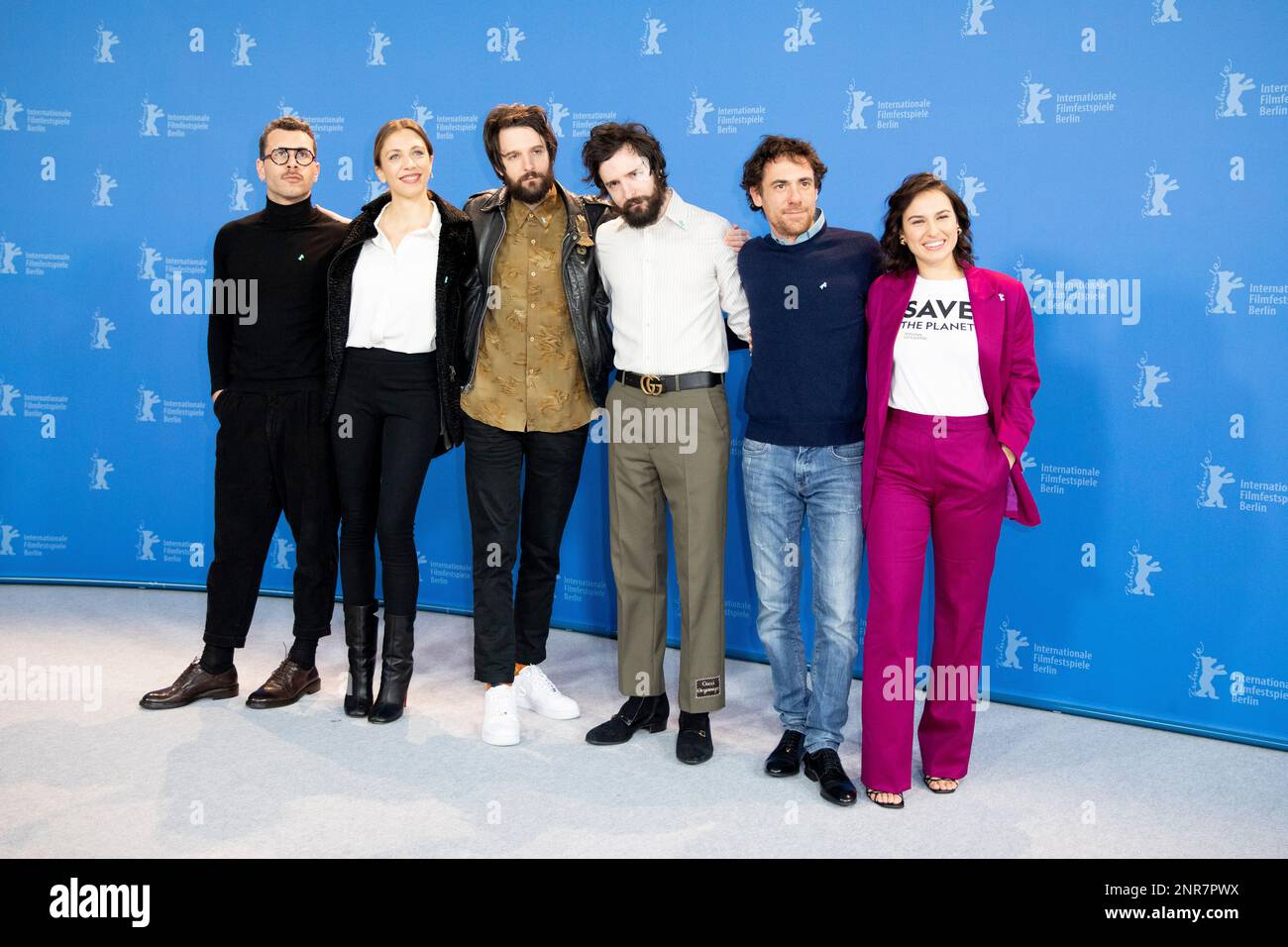 From left: Actors Gabriel Montesi, Barbara Chichiarelli, directors ...