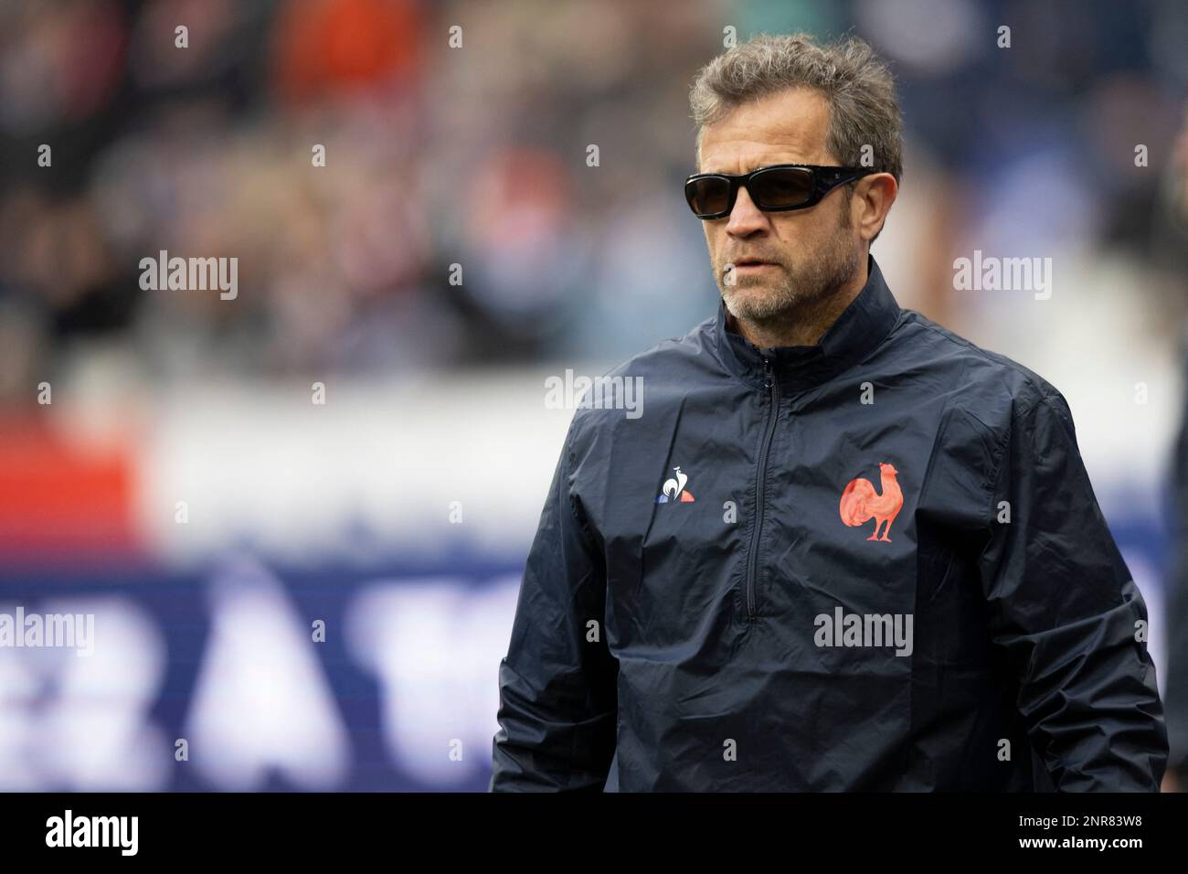 Paris, France. 26th Feb, 2023. France's head coach Fabien Galthie prior ...