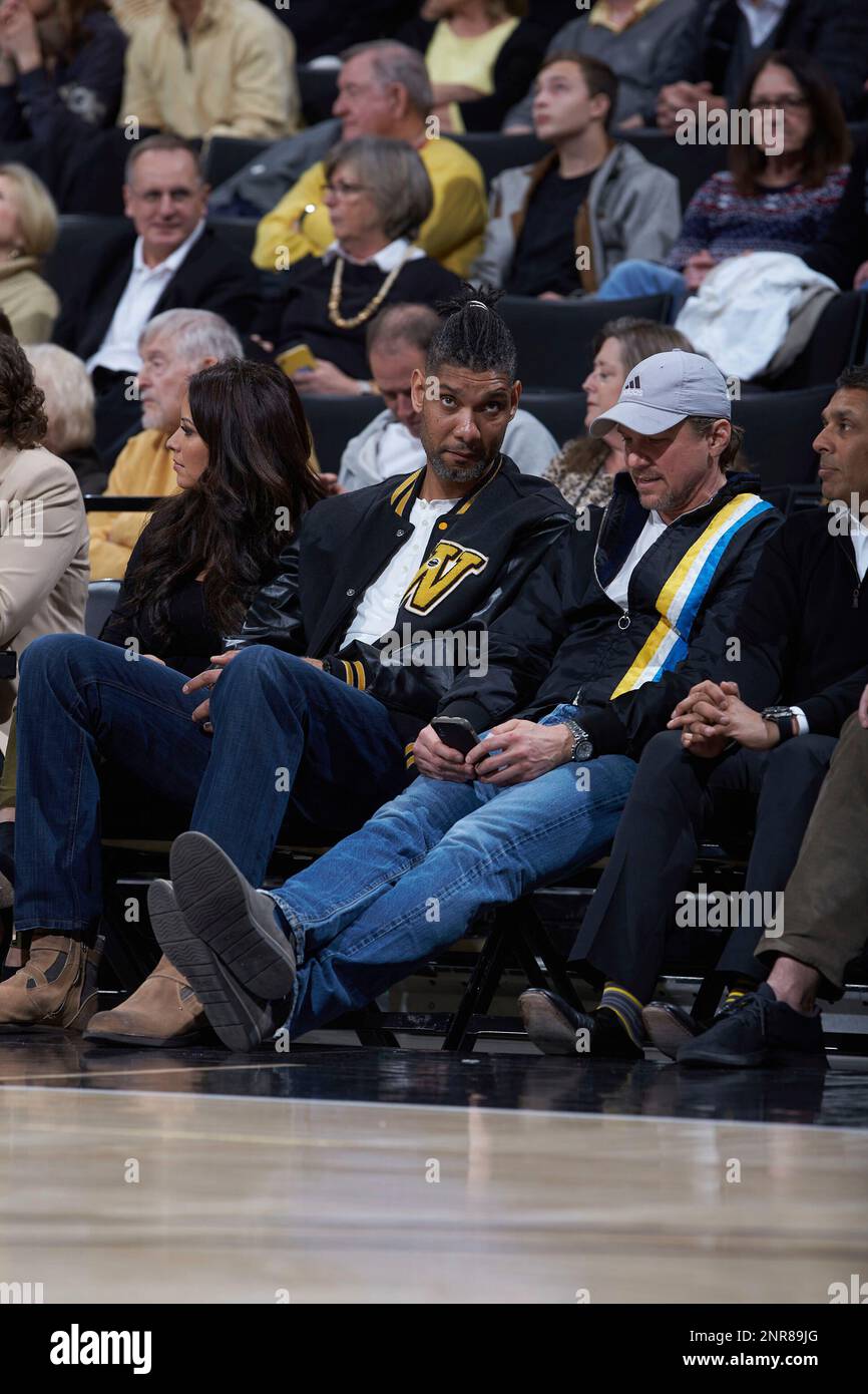 Former Wake Forest Demon Deacon and NBA great Tim Duncan watches from ...