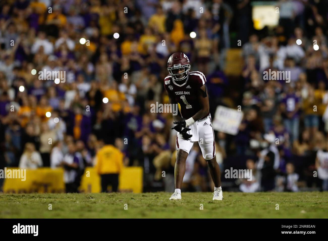Texas A&M wide receiver Quartney Davis (1) lines up out wide during an ...