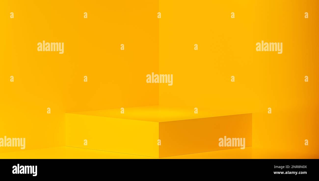 Product placement. Yellow background studio interior room. Minimalist ...