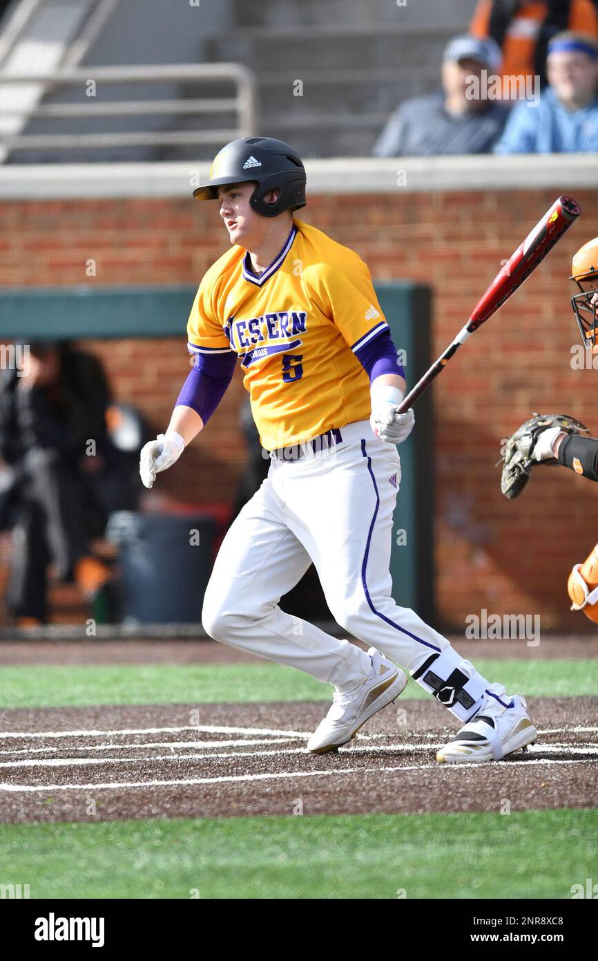 Western Illinois Adam Juran (5) swings at a pitch during a game against ...