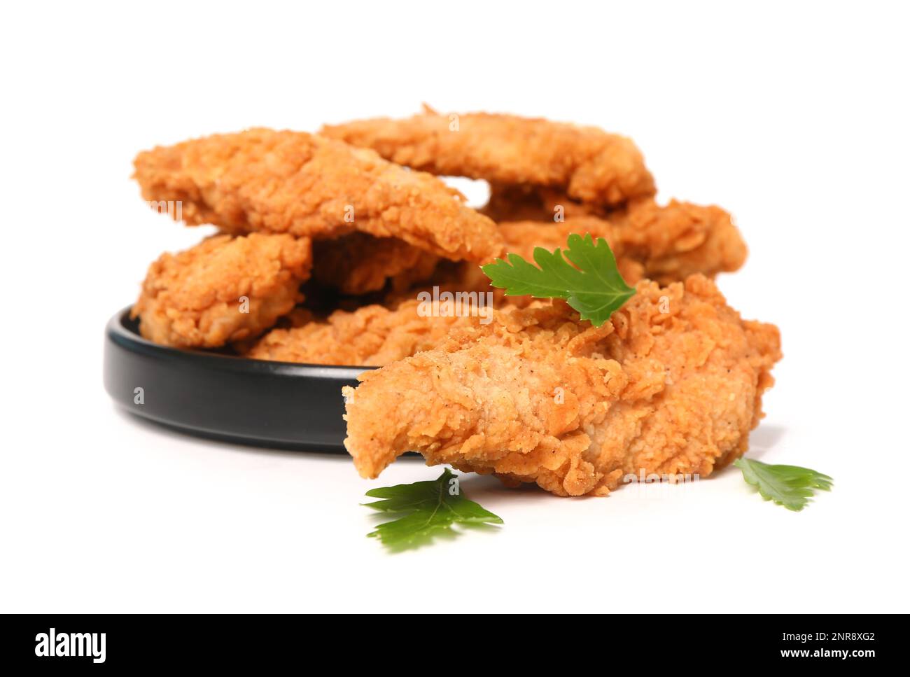 Plate of tasty nuggets on white background Stock Photo - Alamy
