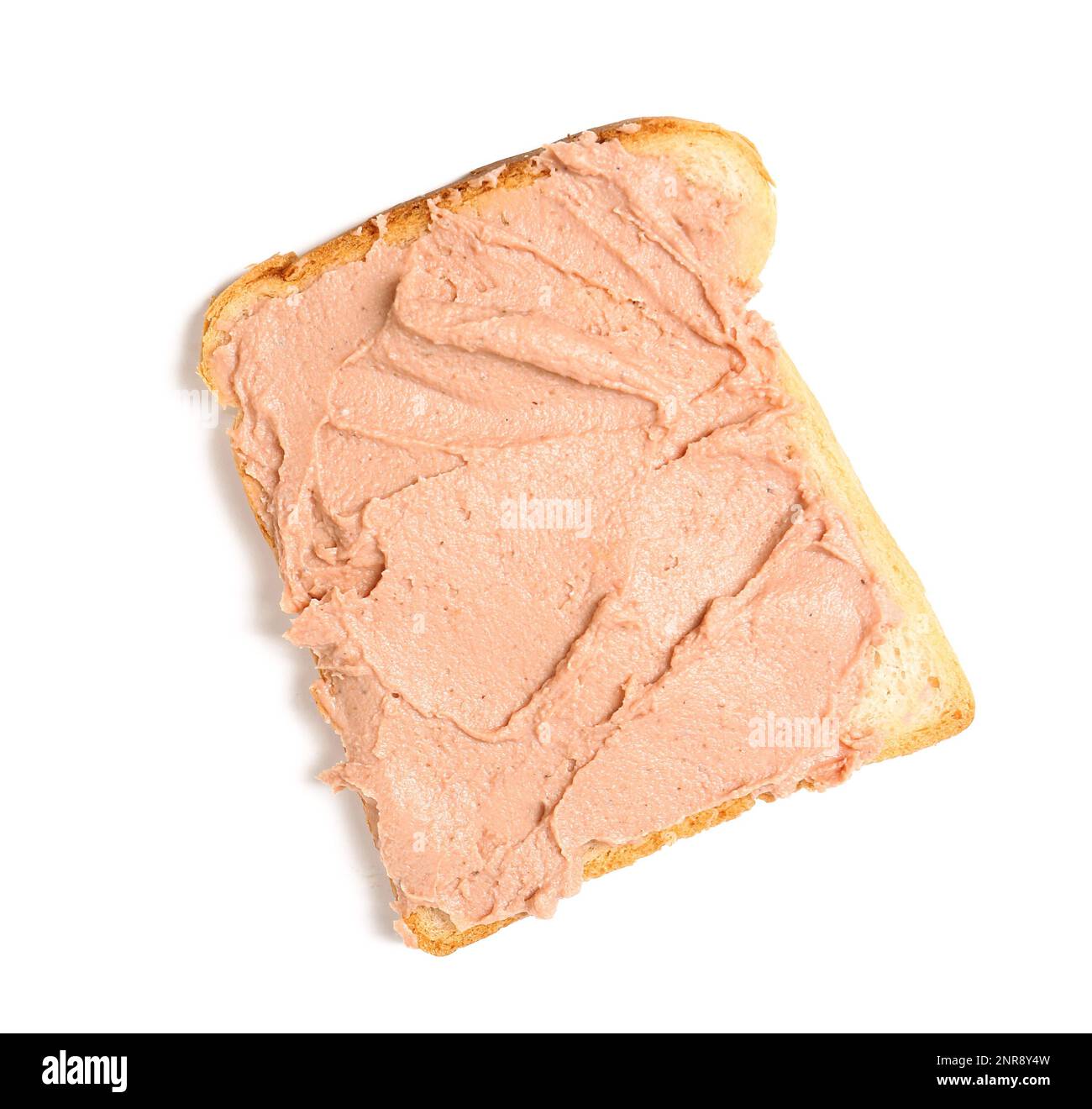 Slice of bread with tasty pate on white background Stock Photo - Alamy