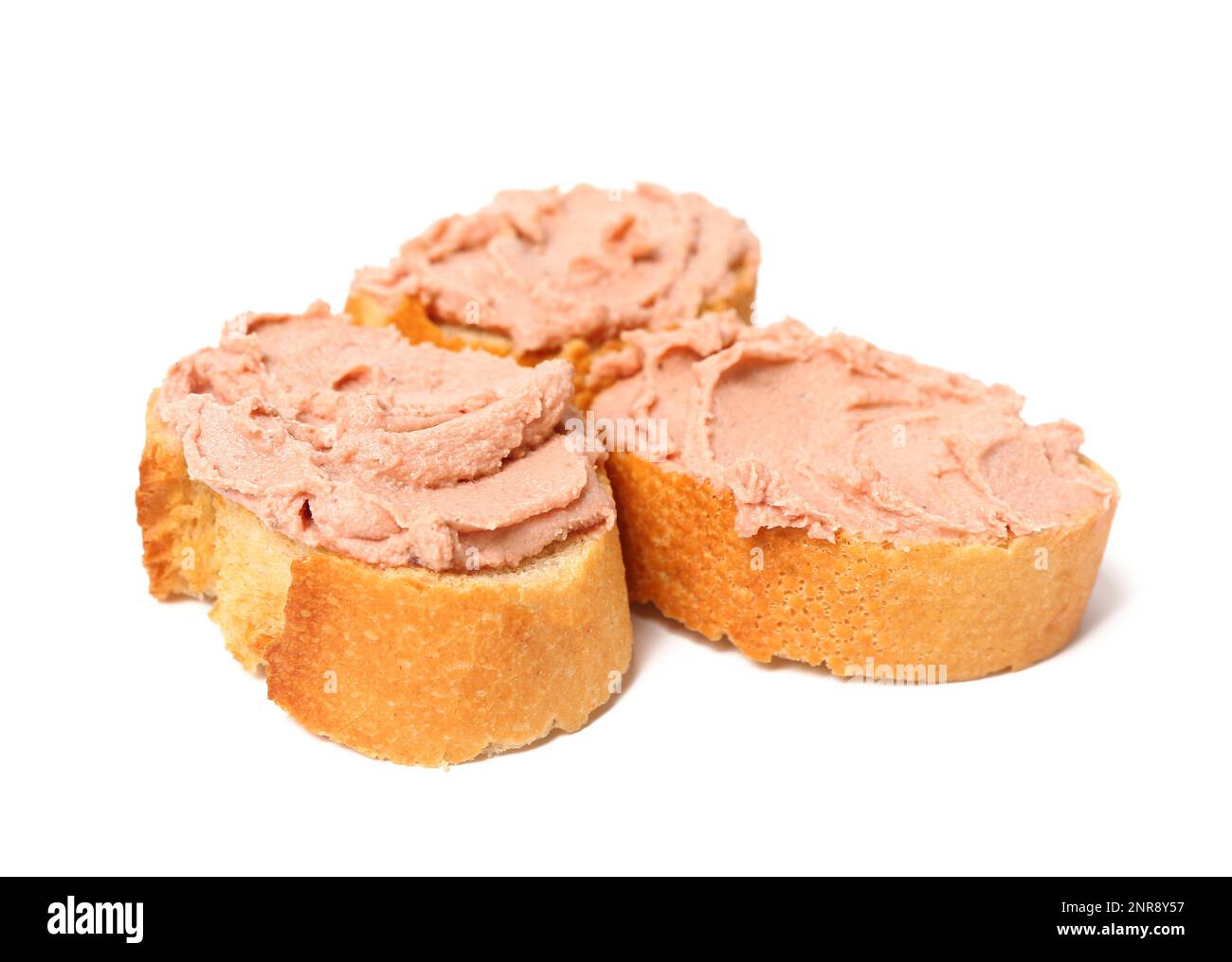 Toasts with delicious pate on white background Stock Photo - Alamy
