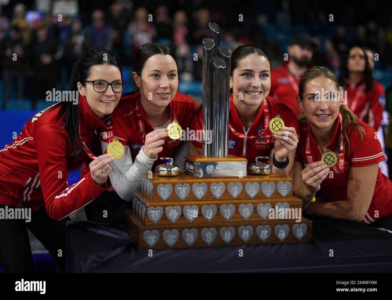 Team Canada skip Kerri Einarson, from left to right, third Val Sweeting ...