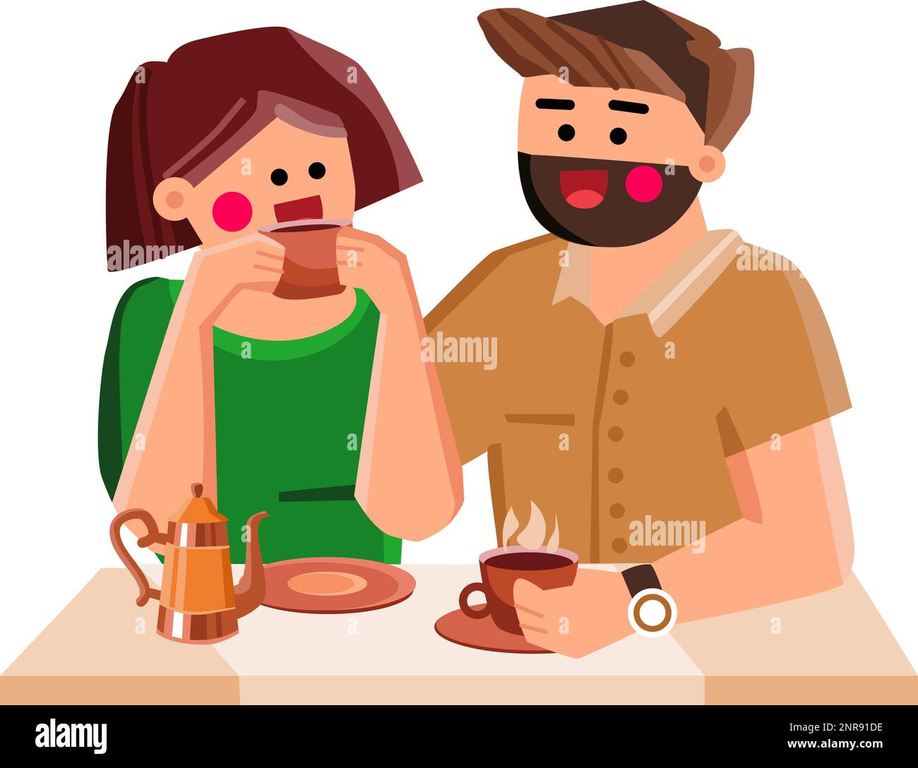 Couple Drinking Coffee Vector Stock Vector Image And Art Alamy