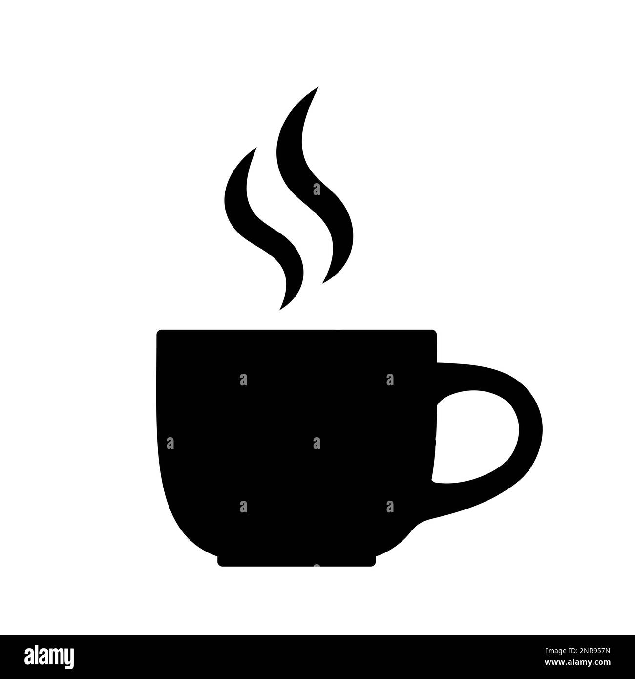 Flat design illustration of a cup of coffee or tea with smoke. Black ...