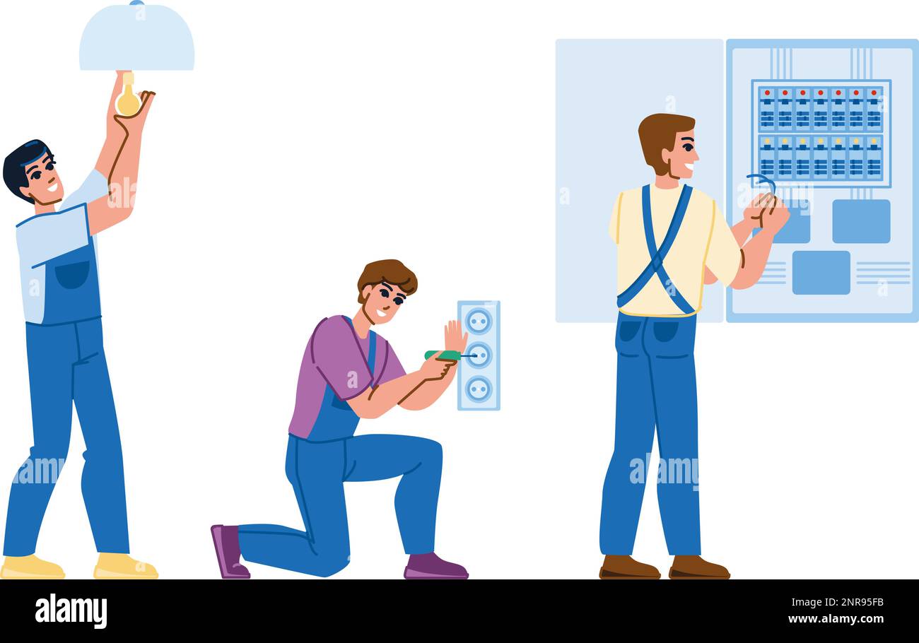 electrician worker vector Stock Vector Image & Art - Alamy