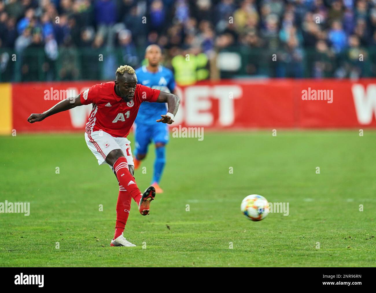 February 15, 2020: Ali Sowe of CSKA Sofia shooting on goal during ...