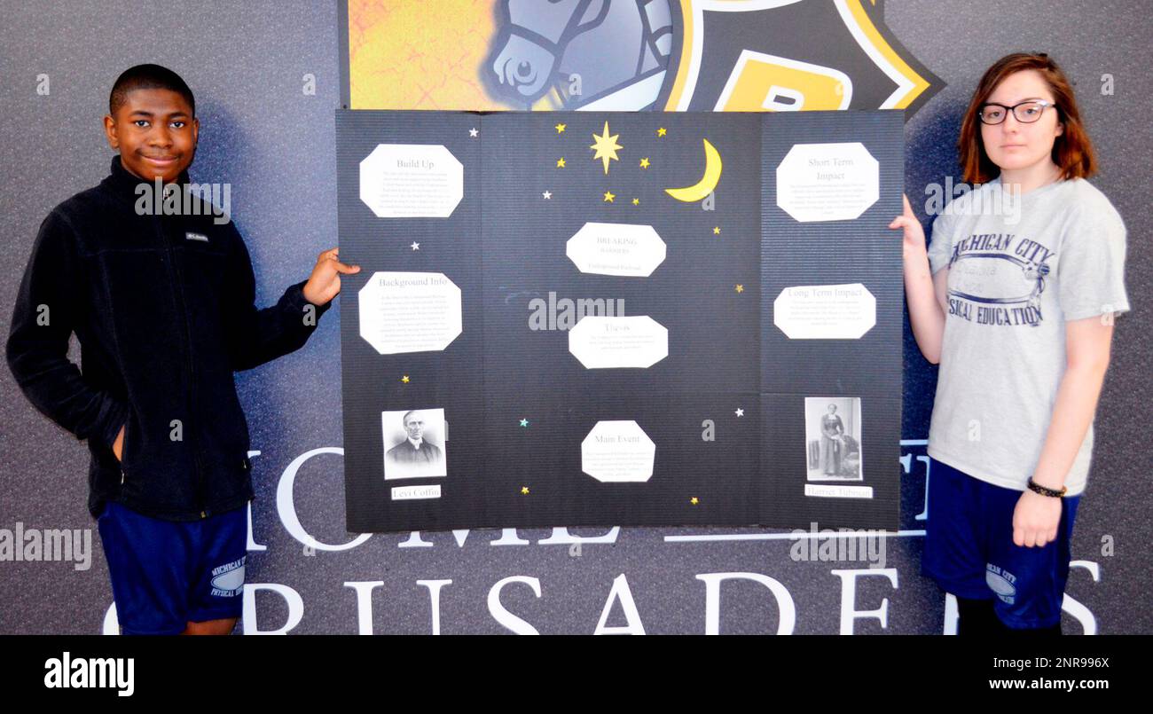 Barker Middle School eighth-graders Kamar Scully and Dianna Lyon with ...