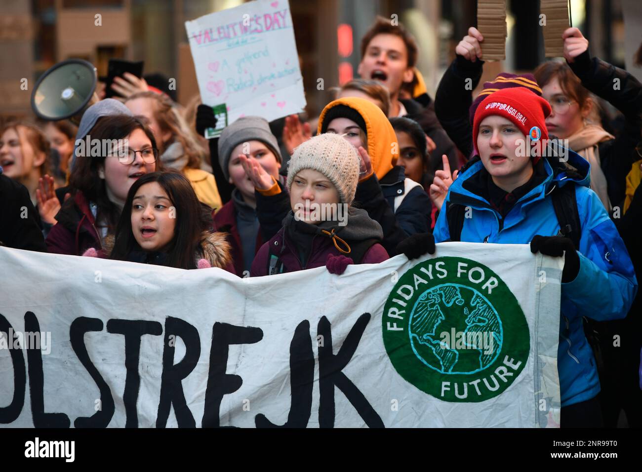 Activist Greta Thunberg, center, attends the Fridays for Future ...