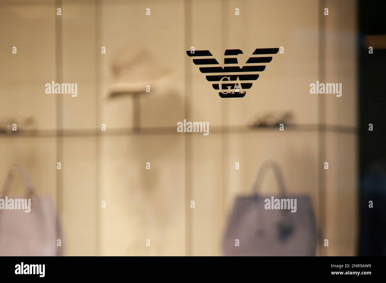 The logo of ARMANI is seen at Omotesando in Minato Ward, Tokyo on May ...