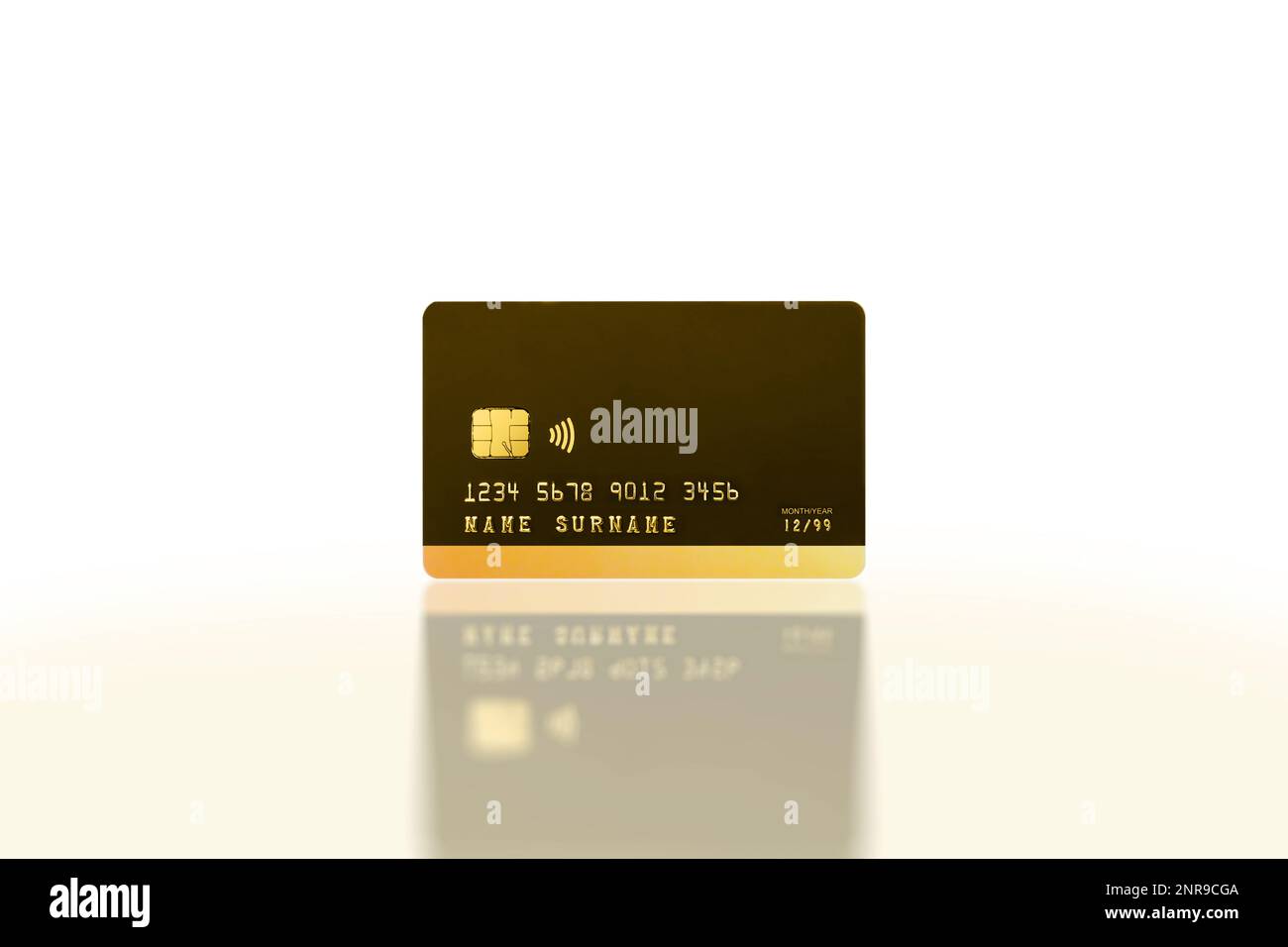 Credit card isolated on white background with reflection, Business and ...