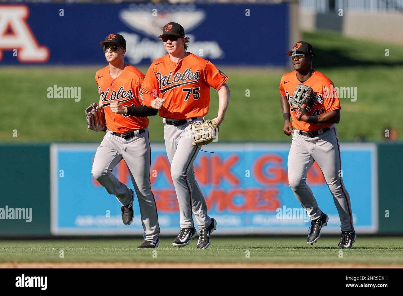 Lakeland FL USA; Baltimore Orioles outfielders Heston Kjerstad (75) Daz ...