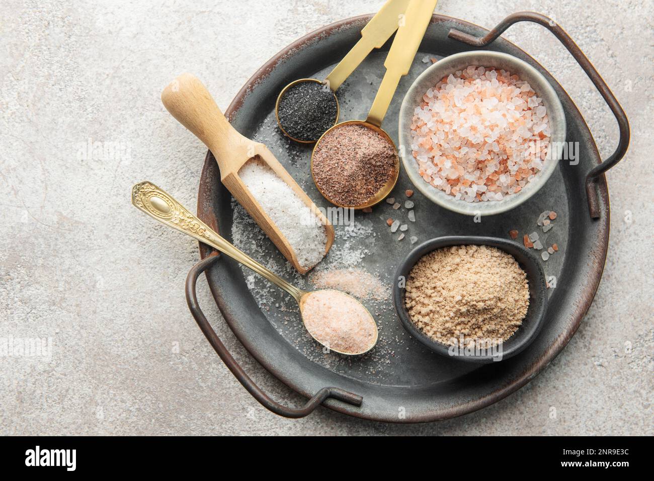 Assorted speciality salt, himalayan pink salt, italian black truffle ...