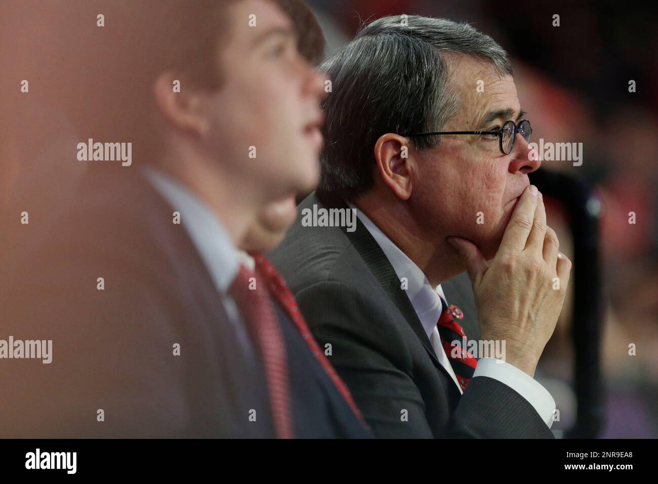 University of Georgia President Jere Morehead watches late in the ...