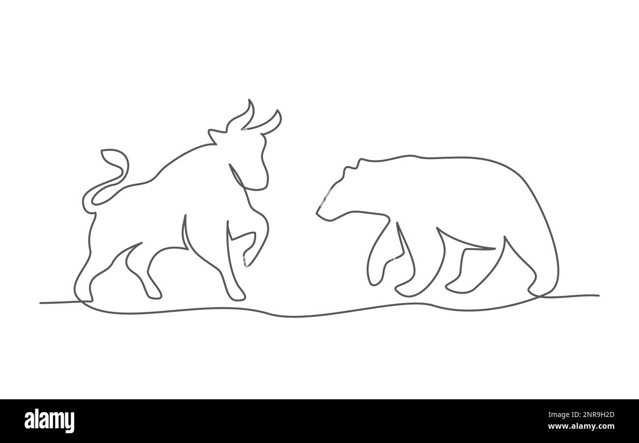 Stock market One line drawing on white background Stock Vector Image ...