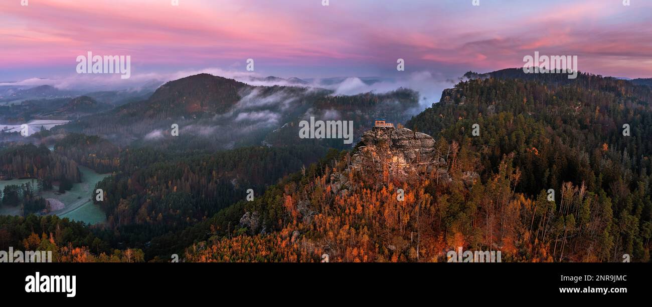 Jetrichovice, Czech Republic - Aerial panoramic view of Mariina ...
