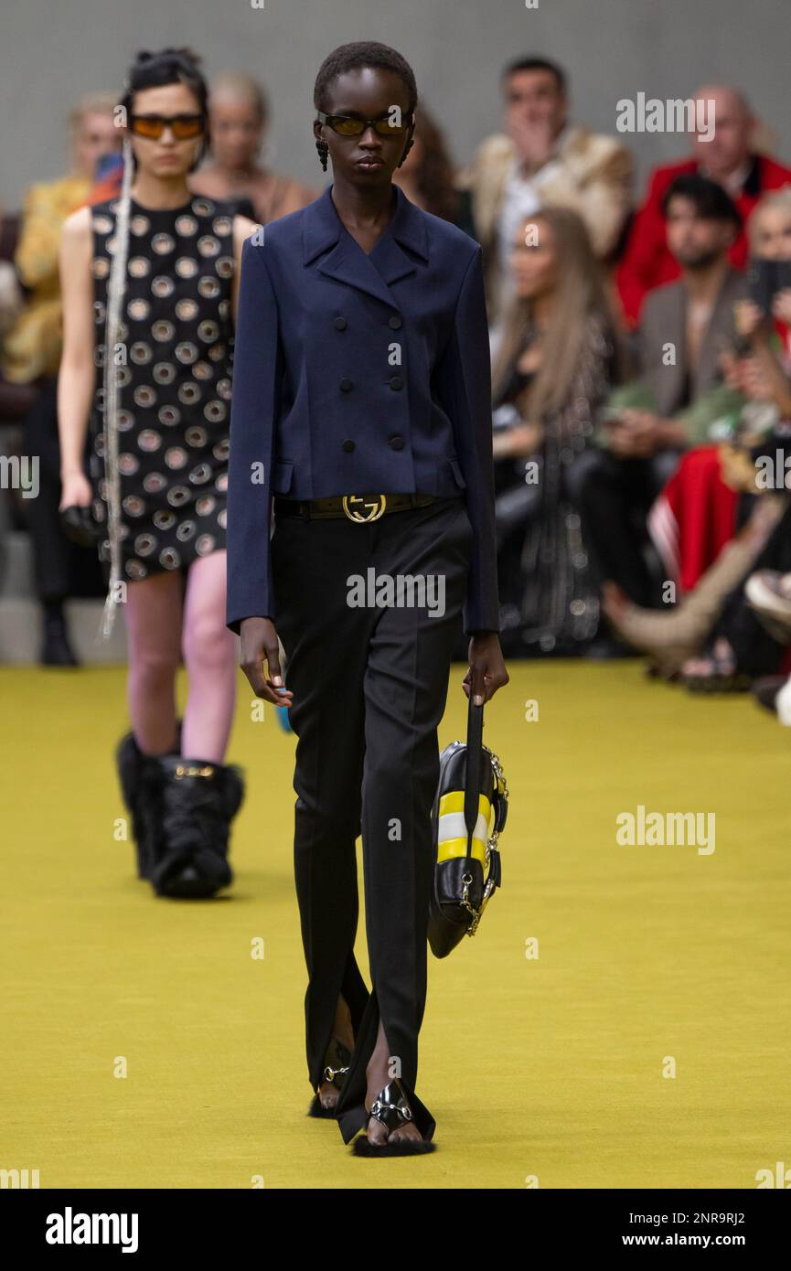 Models on the runway at the Gucci fashion show during the Fall Winter ...