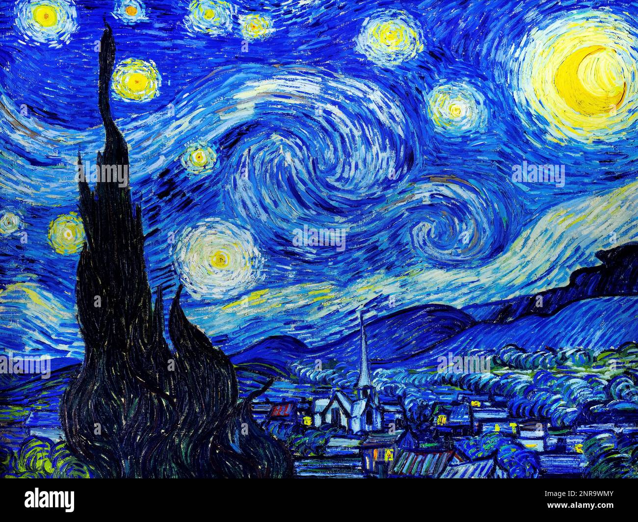 The Starry Night, Vincent Van Gogh, post Impressionism style, 1889 ...