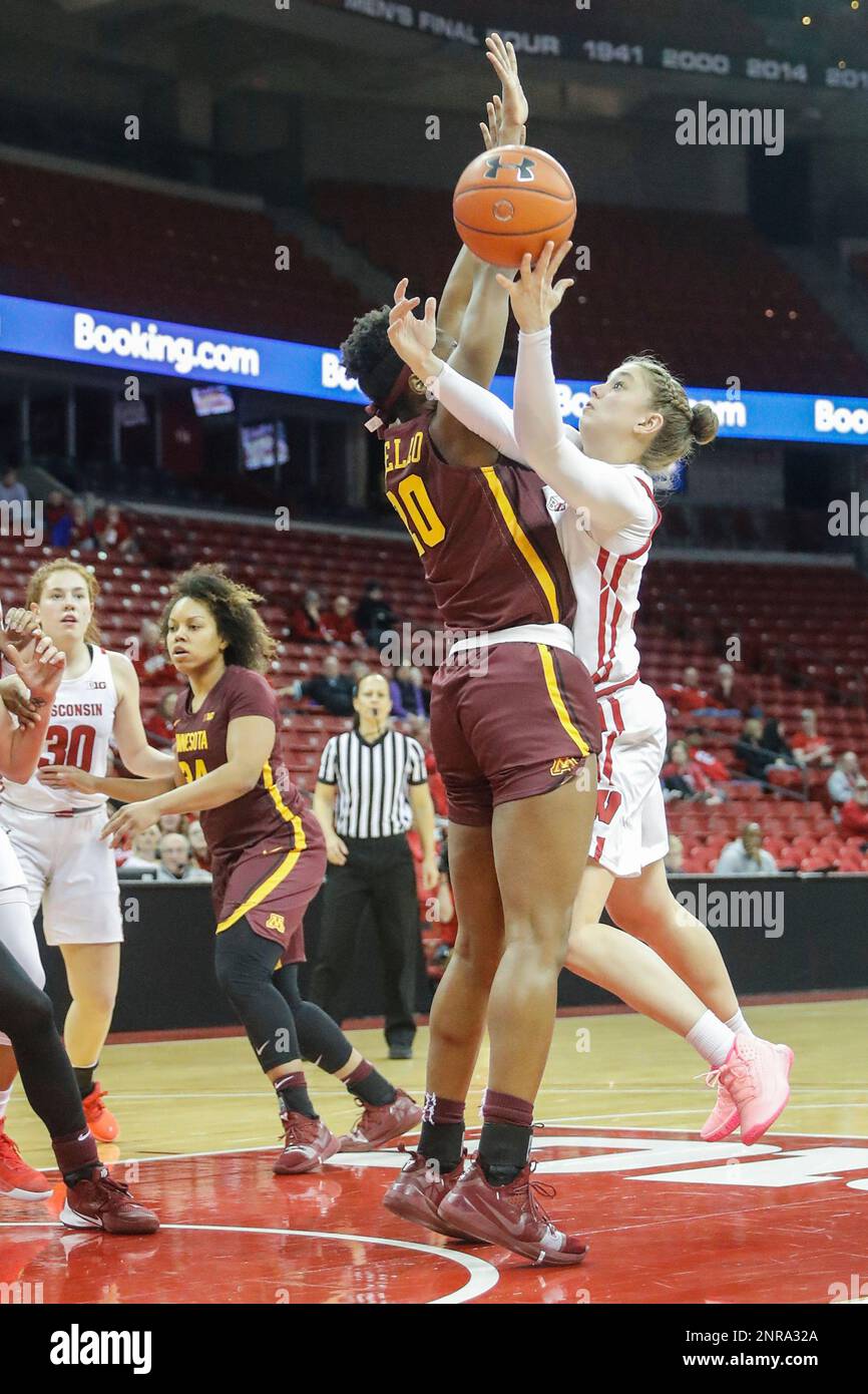 MADISON, WI - FEBRUARY 06: Wisconsin guard Kendra Van Leeuwen (10) puts ...