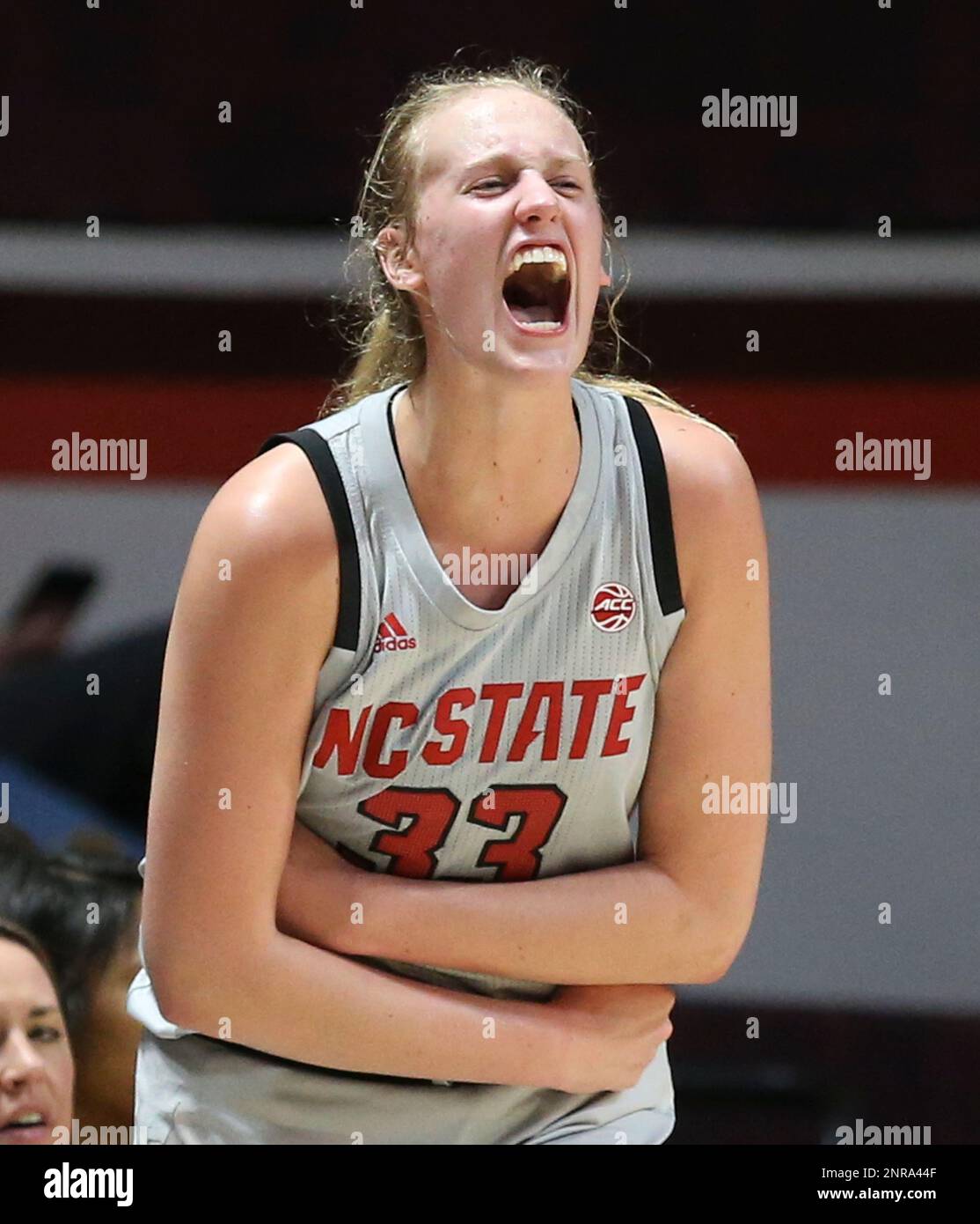 North Carolina State's Elissa Cunane (33) celebrates in the final ...