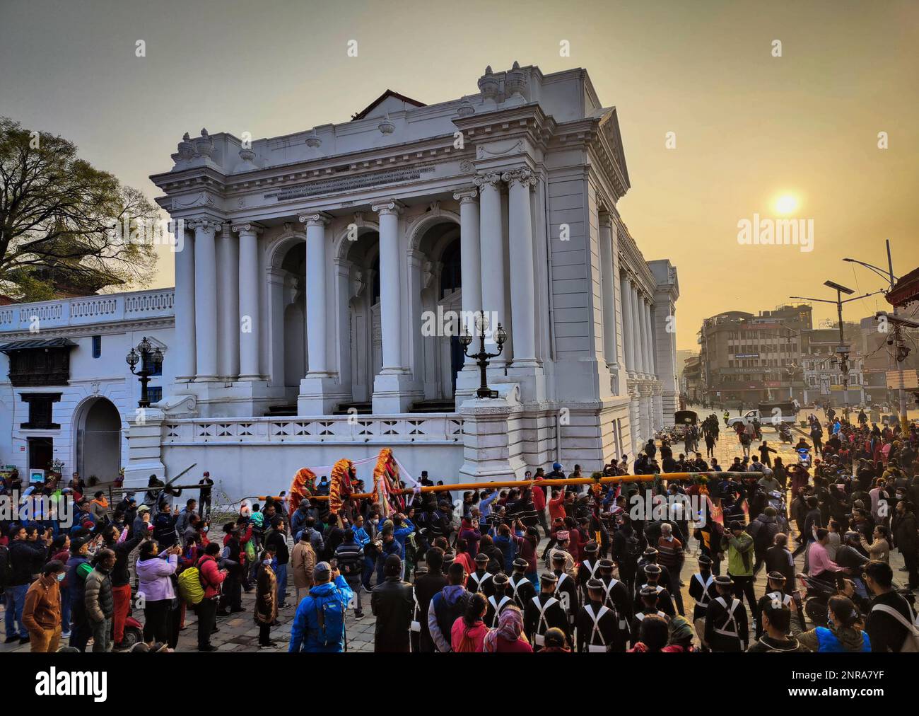Kathmandu, Bagmati, Nepal. 27th Feb, 2023. Nepali people carry a ...