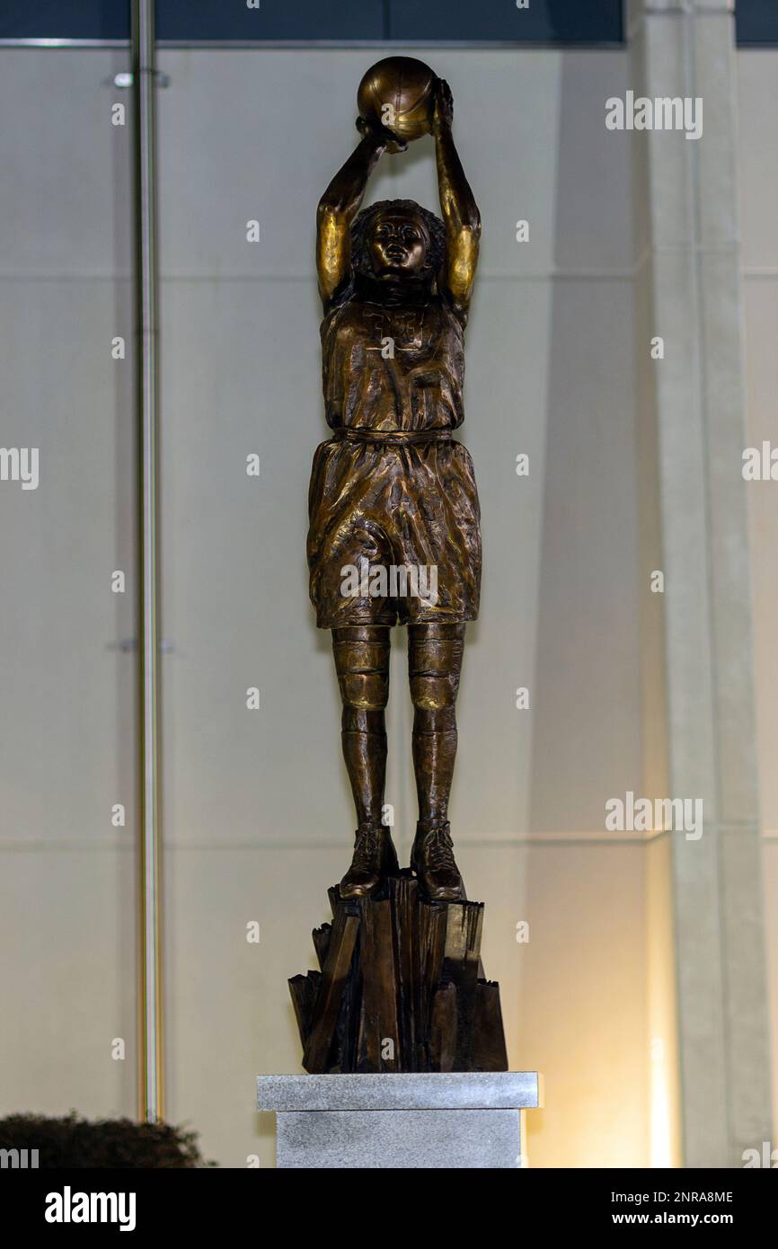 BATON ROUGE, LA - FEBRUARY 17: Seimone Augustas' statue on LSU's campus ...