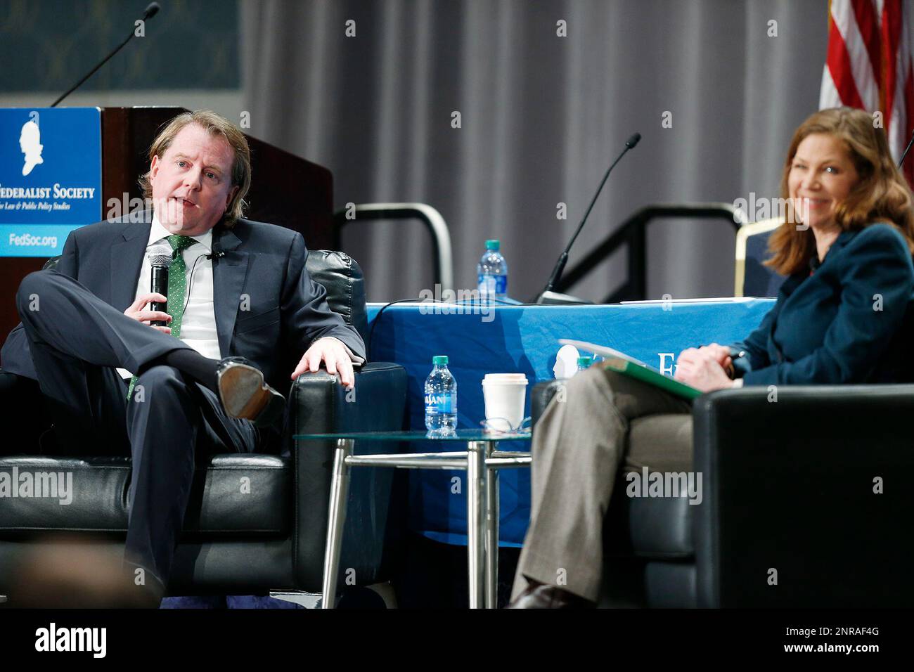 Former White House Counsel Donald F. McGahn, left, talks with Jan ...