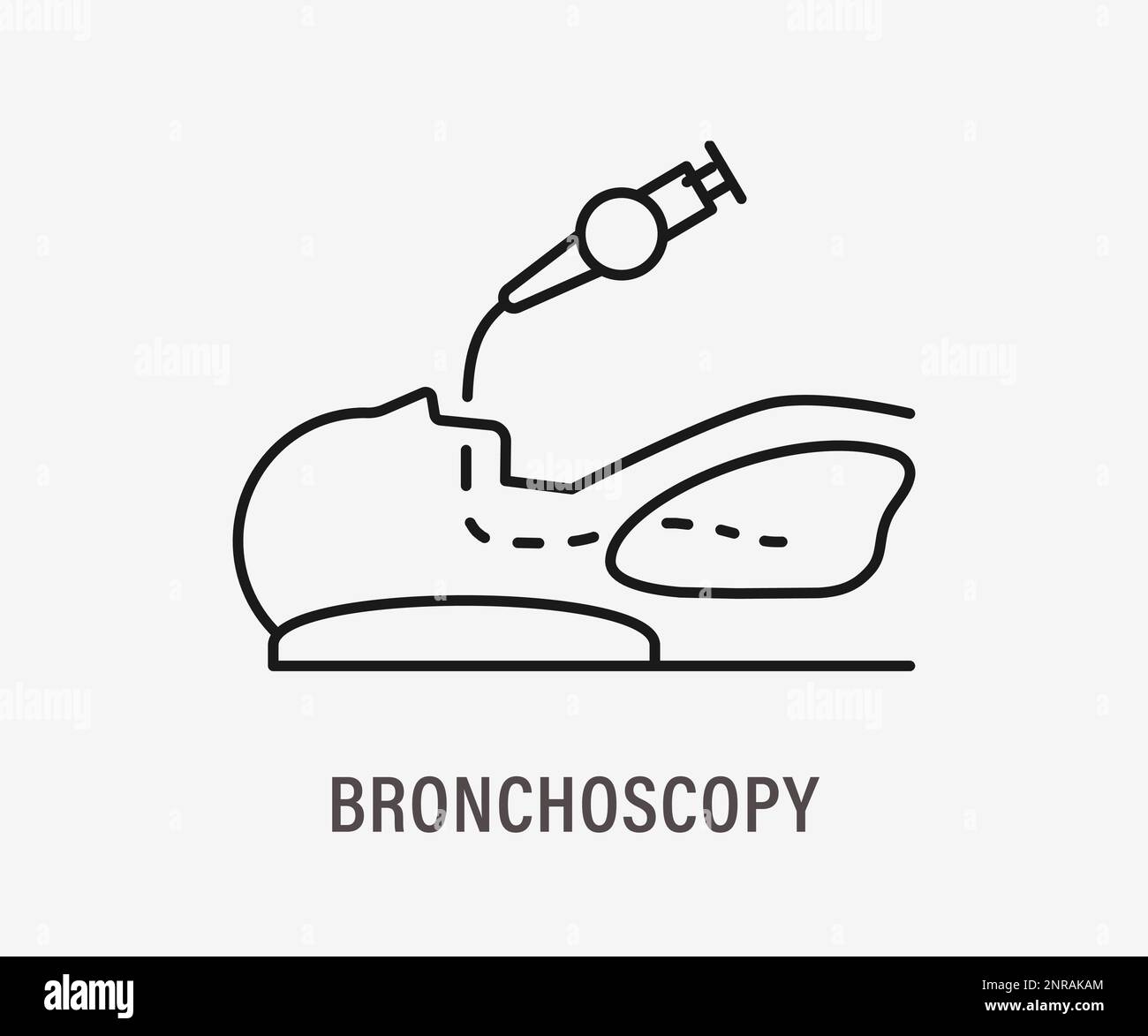 Bronchoscopy lung outline icon on white background. Editable stroke ...